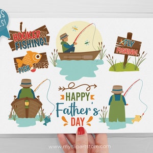 Gone Fishing Clipart Bundle, Father's Day, Fisherman, Fishing Rod ...