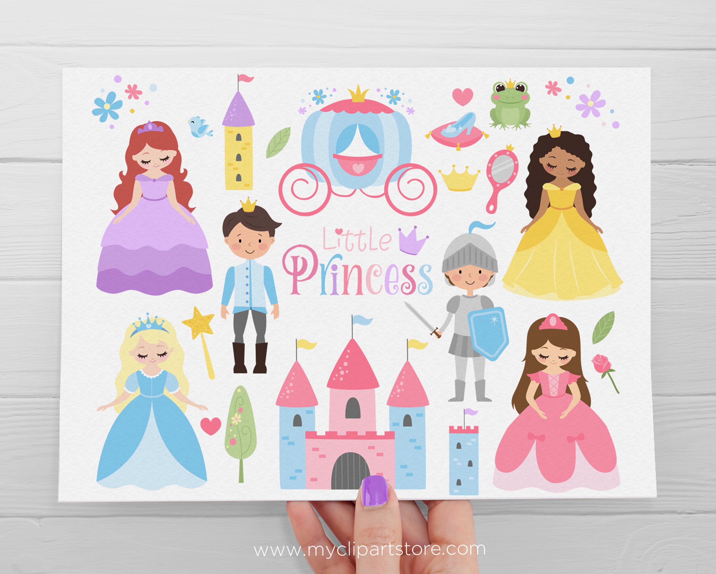 Cute Princess Clipart, Little Prince, Princess Svg, Castle Svg, Fairy ...