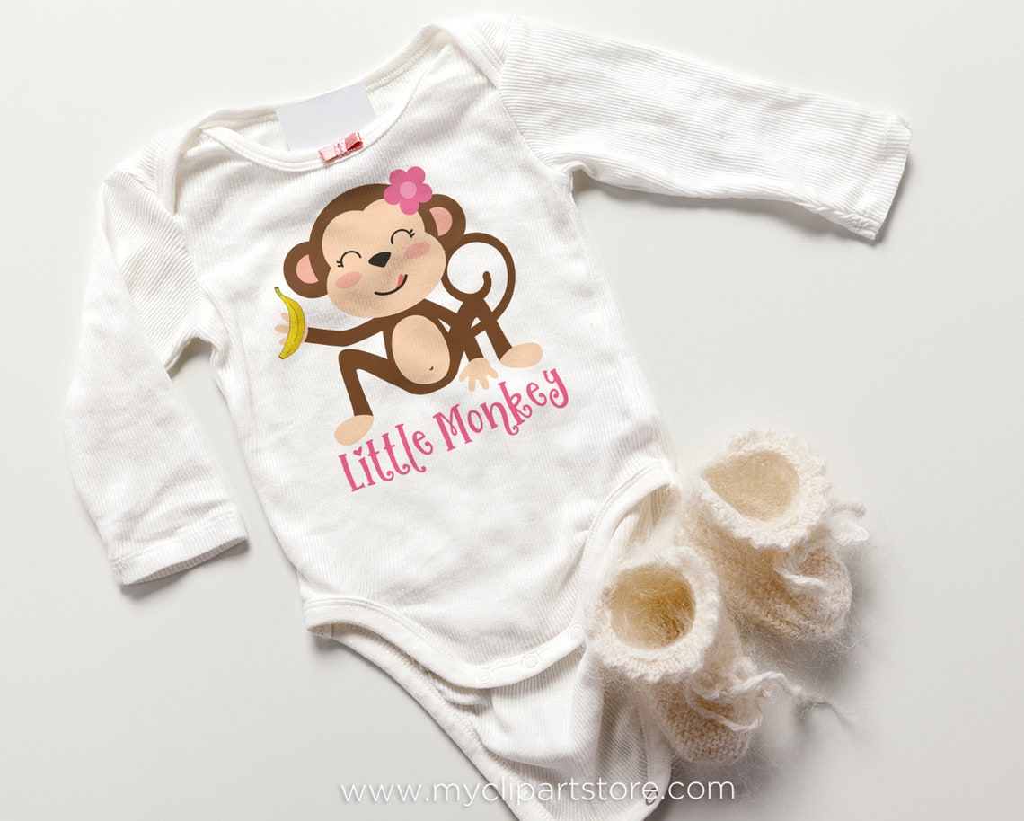 Monkey Svg Monkey Clip Art Girl Monkey Clipart 5 Little - Etsy