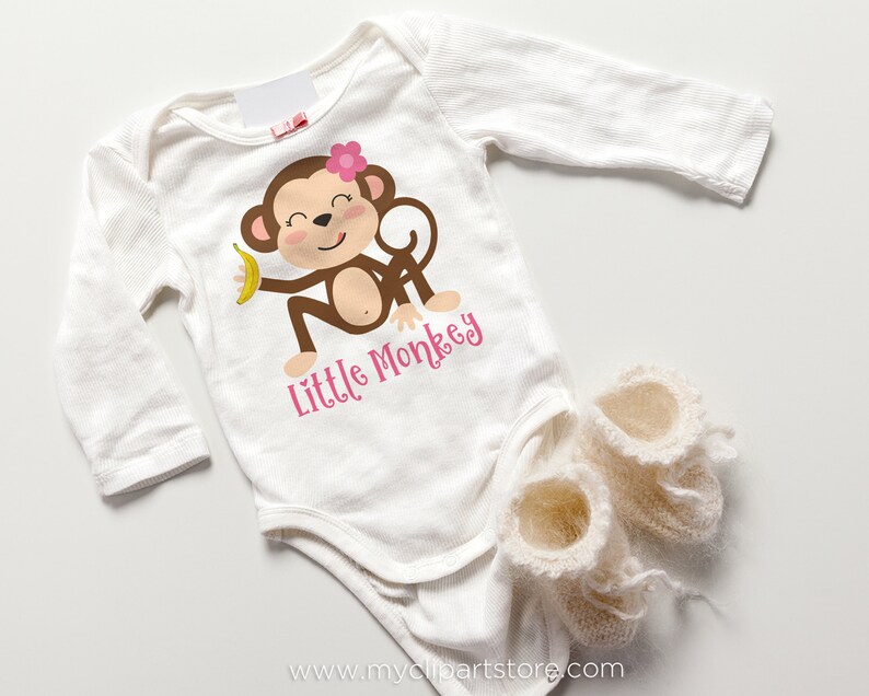 Monkey Svg Monkey Clip Art Girl Monkey Clipart 5 Little - Etsy