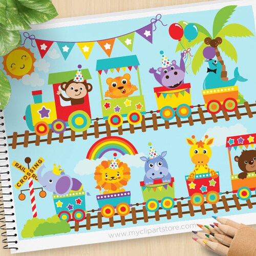 Birthday Party Animals Clipart Clip Art Zoo Safari Jungle | Etsy