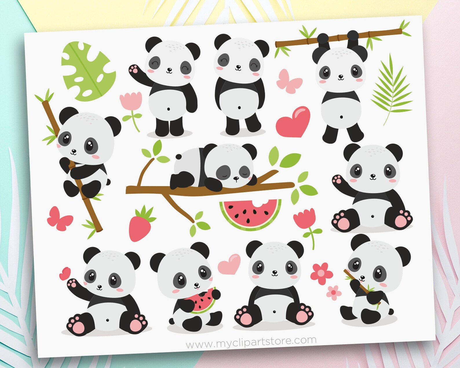 Panda Bears Clipart Cute Panda SVG Woodland Animals Clip | Etsy