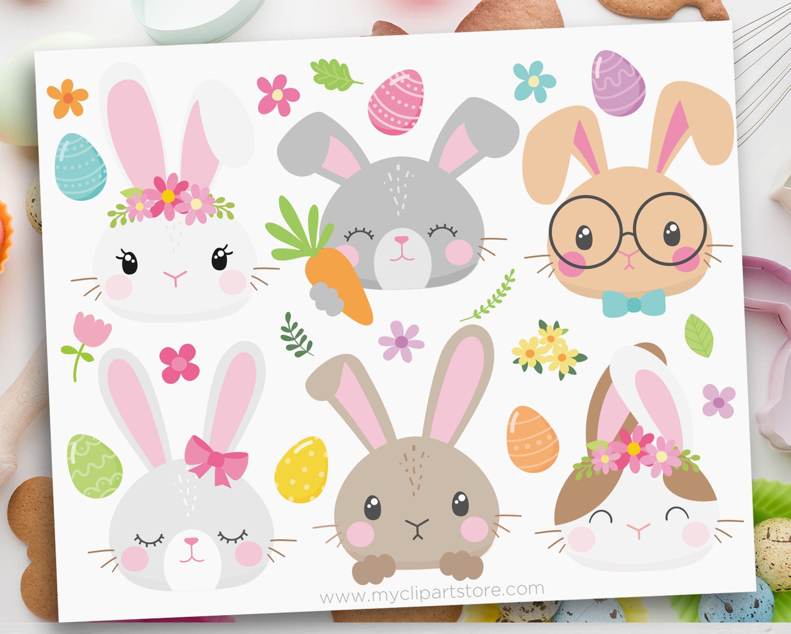 Easter Bunny Clipart Bunny Faces Easter Egg Svg Easter - Etsy