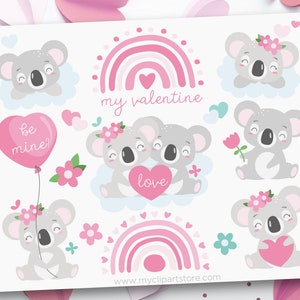 Valentine Koala Bears Clipart, Koala Svg, Valentine's Day, Cute Bear ...