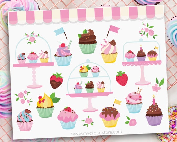 Cupcakes Clipart, Bakery Clip Art, Cupcake svg, Cake Stands, Candy svg ...
