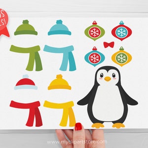 Wintery Penguins Clipart, Christmas Ornaments, Santa, Snowflakes ...