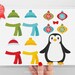 Wintery Penguins Clipart, Christmas Ornaments, Santa, Snowflakes ...