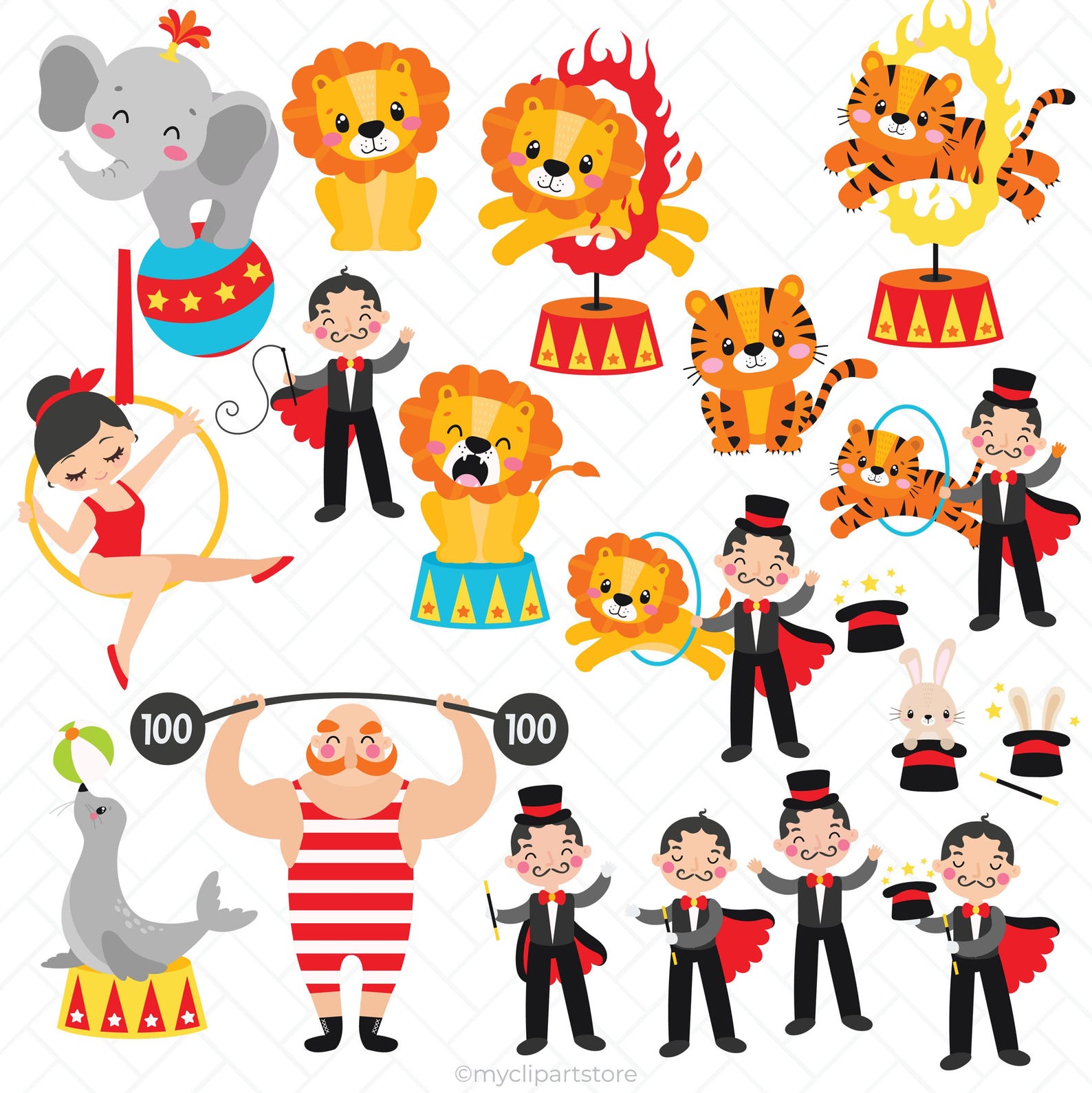 Circus Clipart: Carnival, Fun Fair, Circus Animals, Big Top Tent, Funny ...