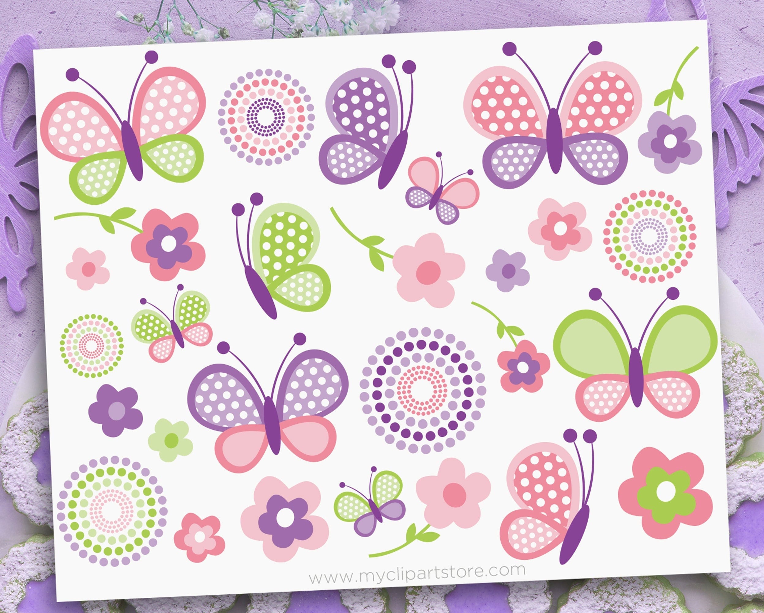 Pink and Purple Butterflies Clipart Spring Butterfly Baby - Etsy