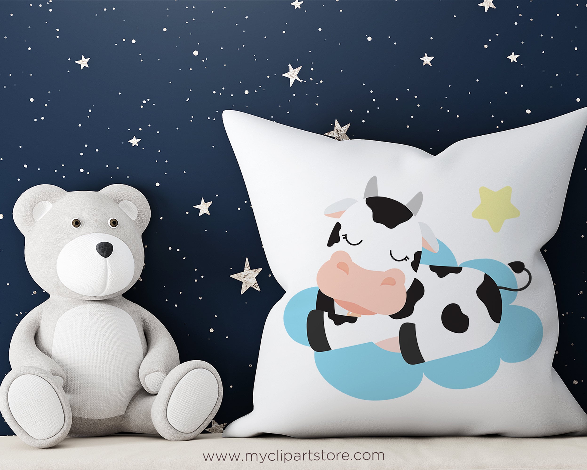 Bed Time Cow Cute Cow Svg Moon Svg Farm Animals Clipart - Etsy