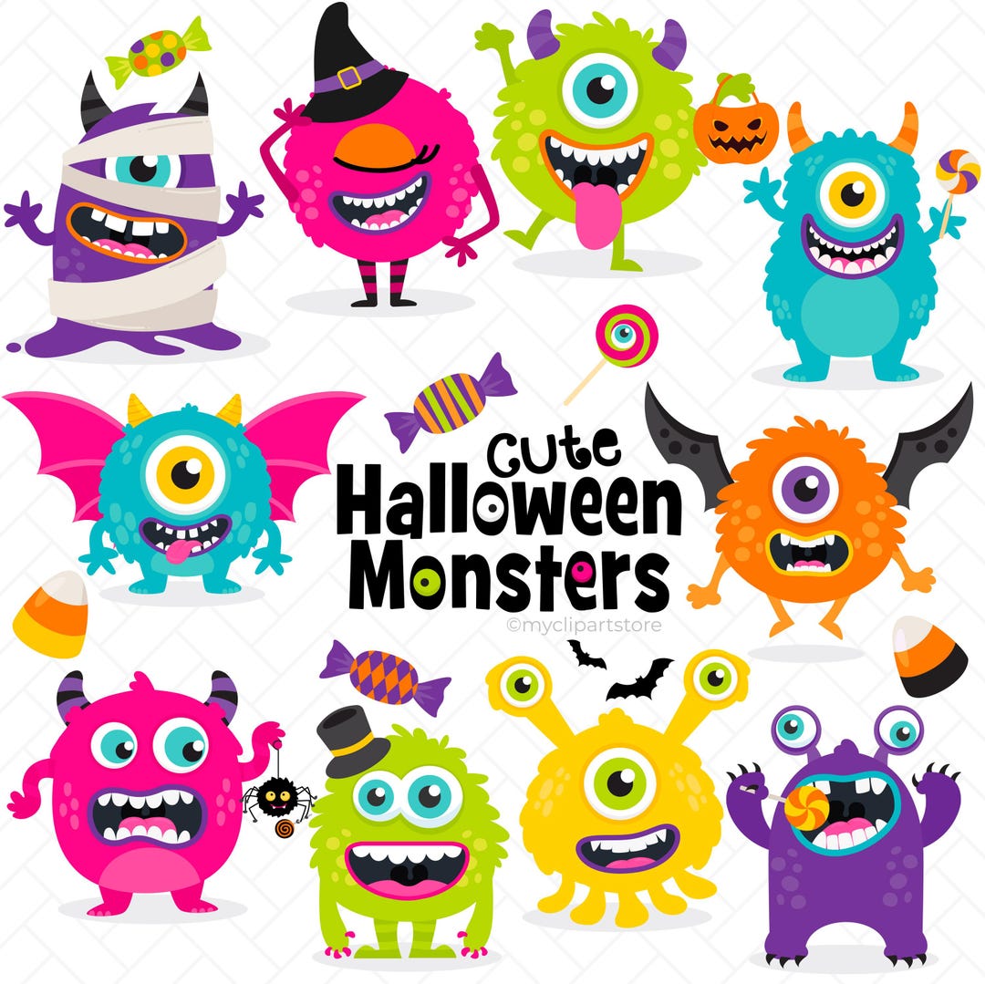 Halloween Monsters, Cute Monster Svg, Halloween Clipart, Baby Monster ...