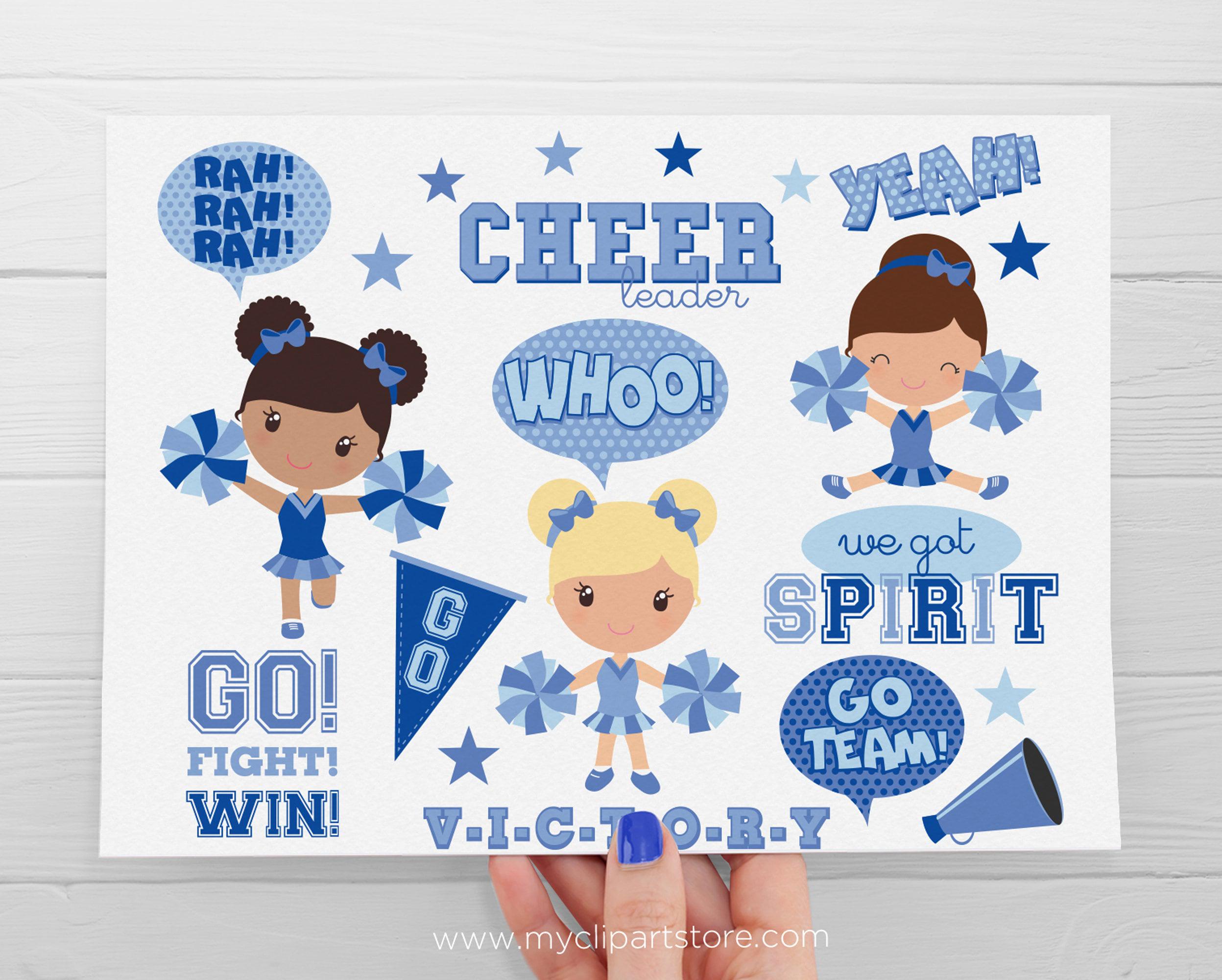 Little Blue Cheerleaders Clipart: Girls Sports Teams, Back to School ...