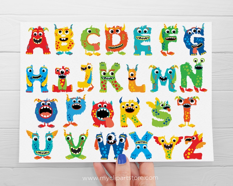 Monster Alphabet Clipart: Birthday SVG, EPS, PNG (digital Download) - Etsy