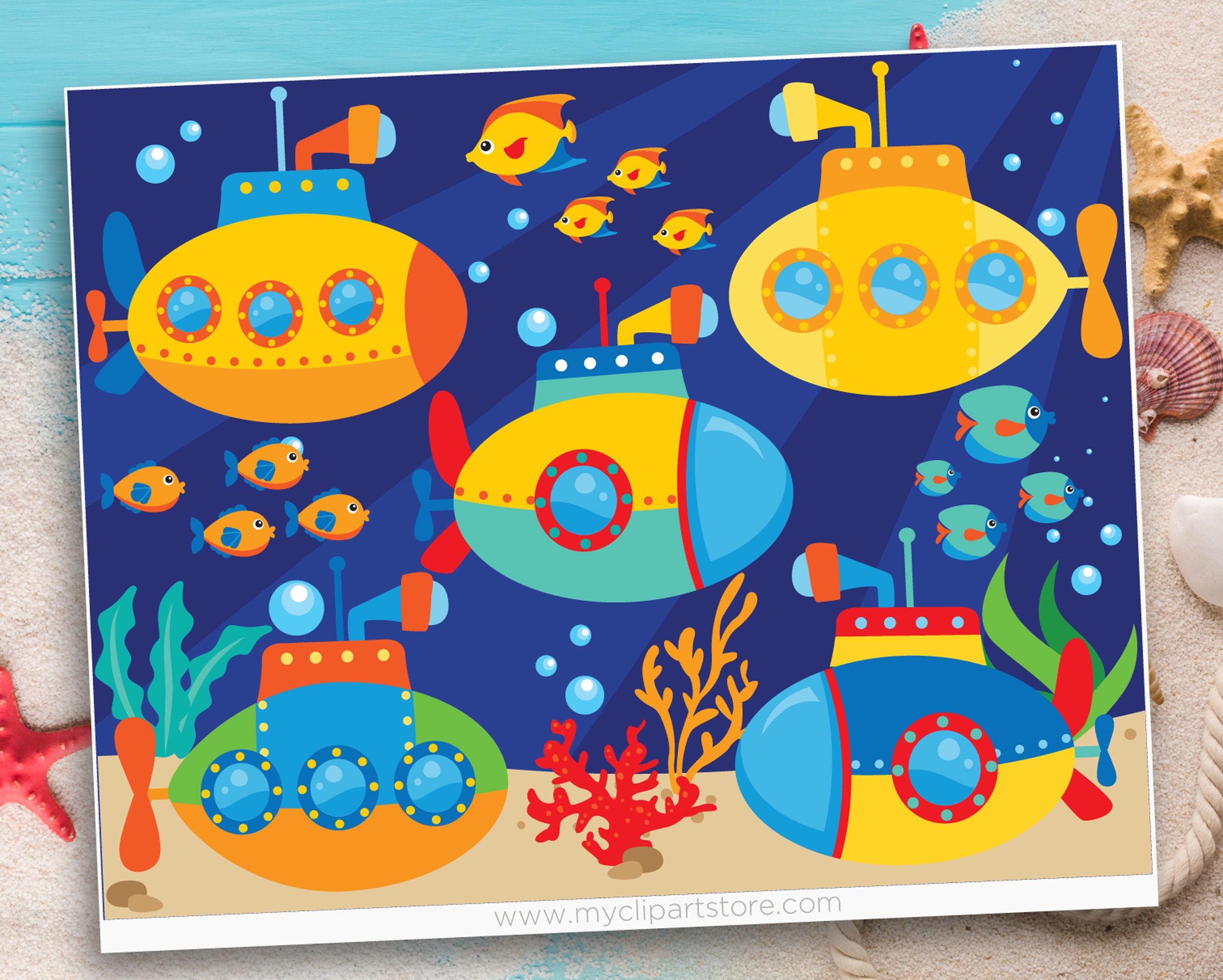 Cute Submarine Clipart