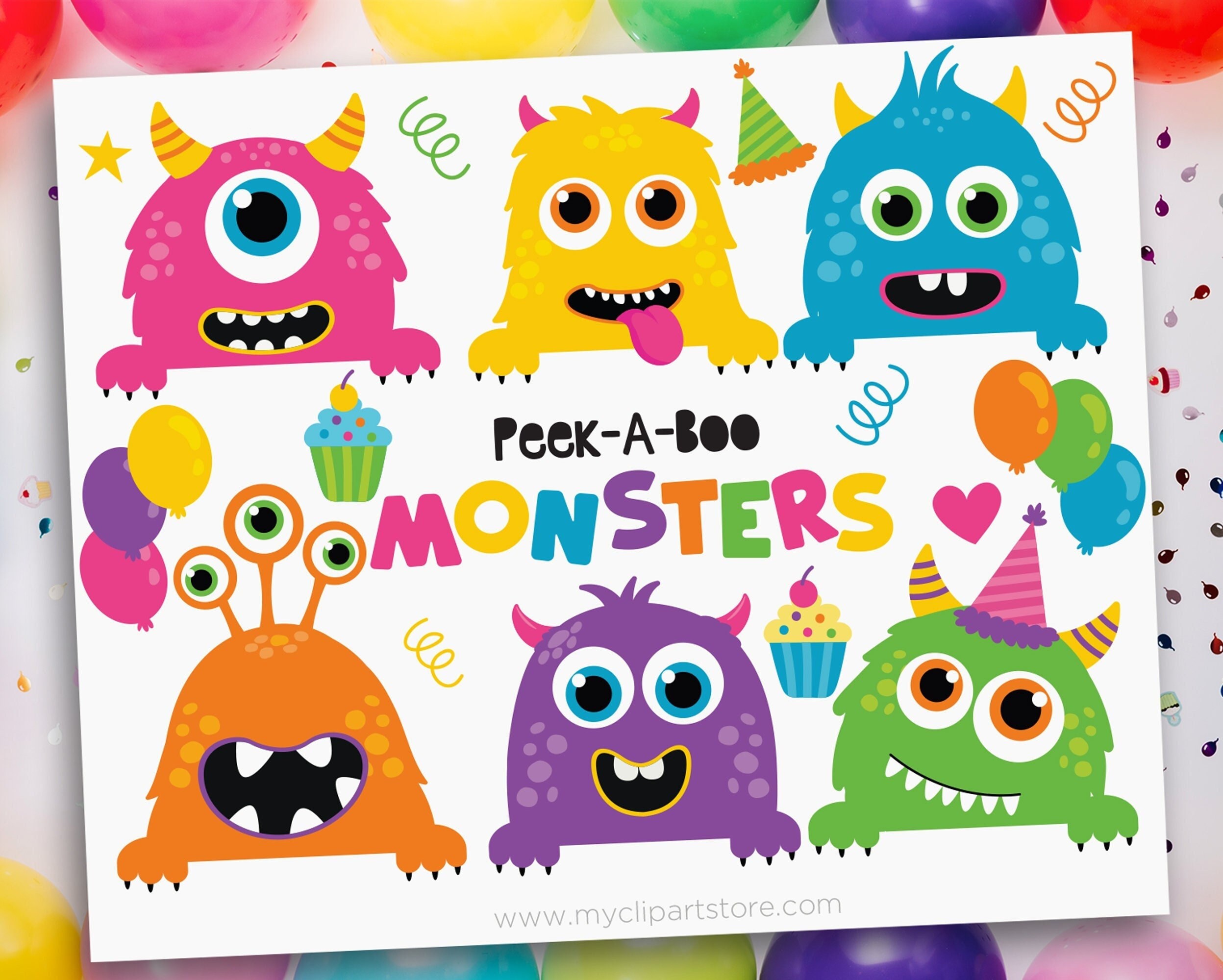 Peek-a-boo Monster Clipart Cute Monster Svg Peeking Monster | Etsy