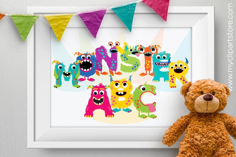 Monster Alphabet Clipart: A-Z Letters, Birthday Theme (digital Download ...