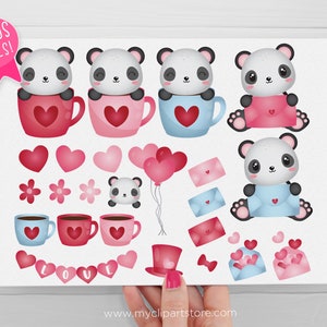 Valentine Clipart, Cute Panda Svg, Valentine's Day Bear Clip Art ...