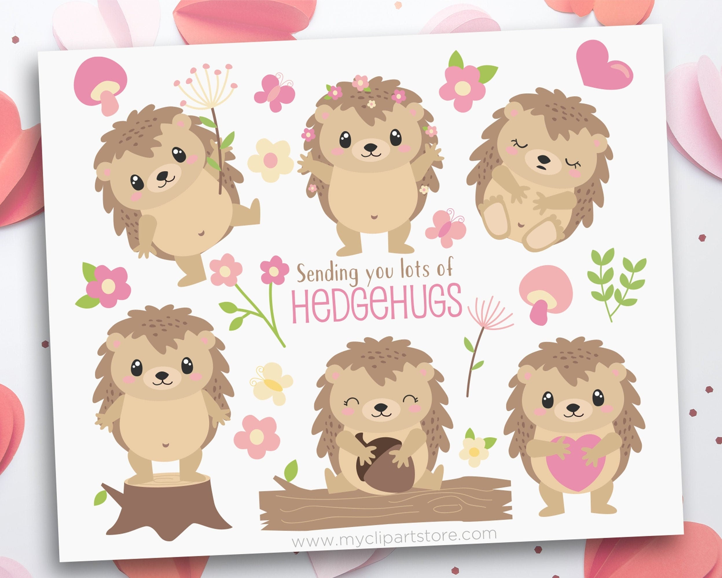 Hedgehogs Clipart Cute Hedgehog Clip Art Woodland Animals - Etsy
