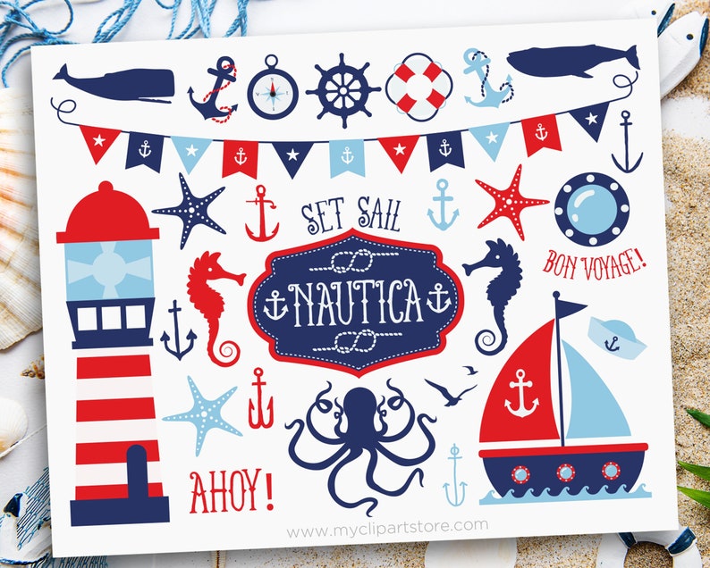 Nautical Clipart boy Summer Clipart Beach Clipart Sail | Etsy