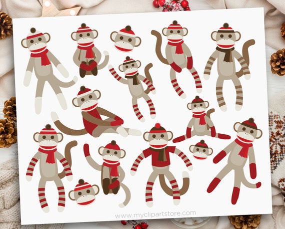 Christmas Sock Monkey Clipart