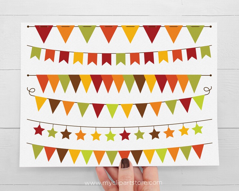 Autumn Bunting Fall Bunting Clipart Thanksgiving Bunting | Etsy