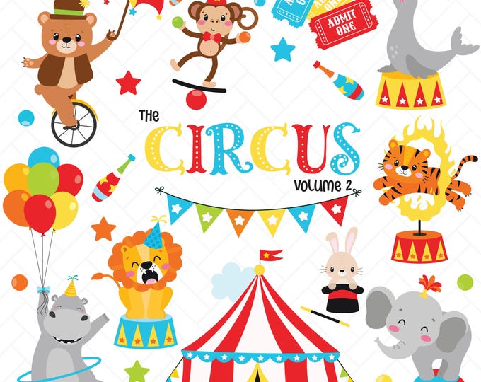Circus Clipart Big Top Carnival Graphics Red and Black, Amusement Park ...