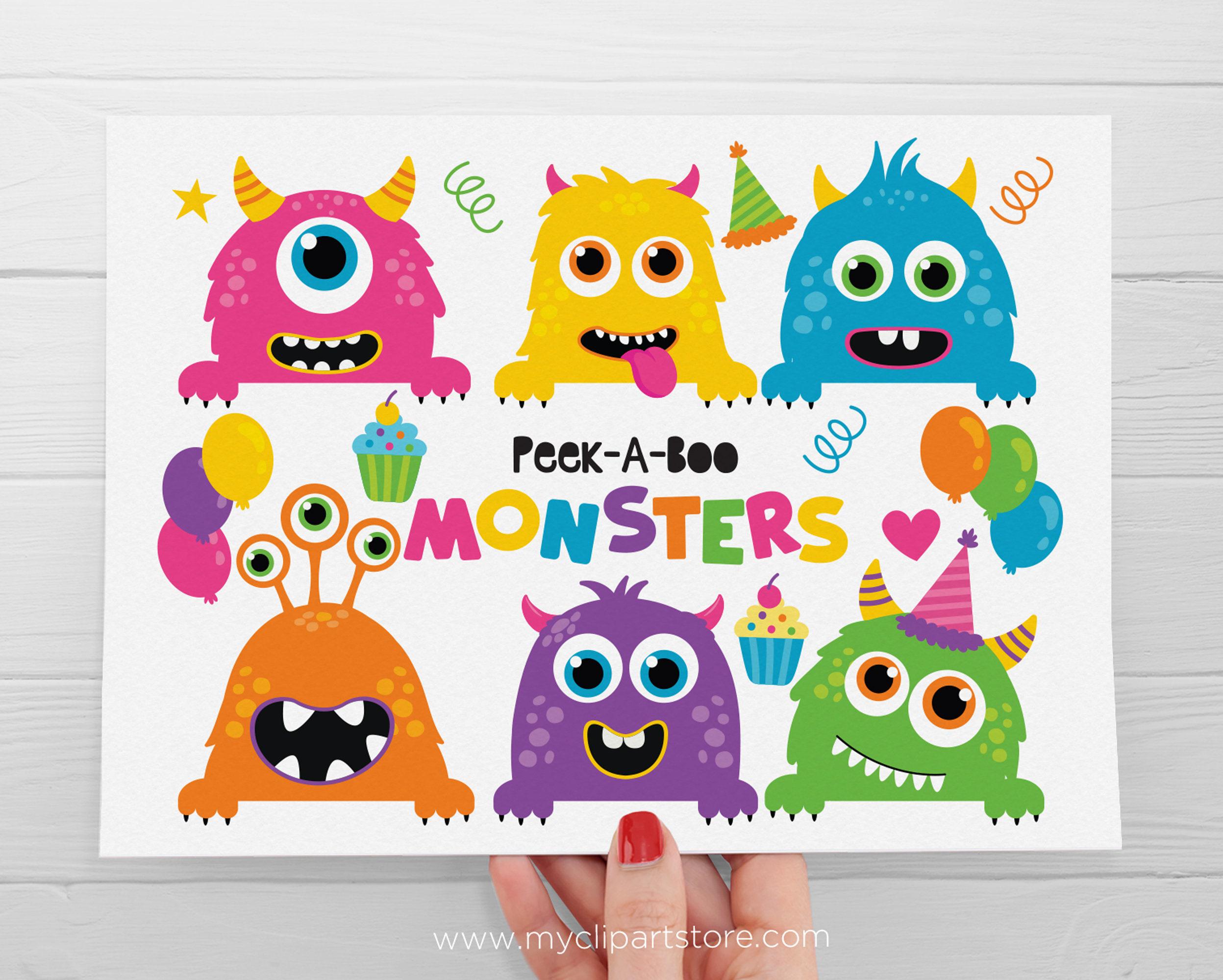 Peek-a-boo Monster Clipart, Cute Monster Svg, Peeking, Monster Mash ...
