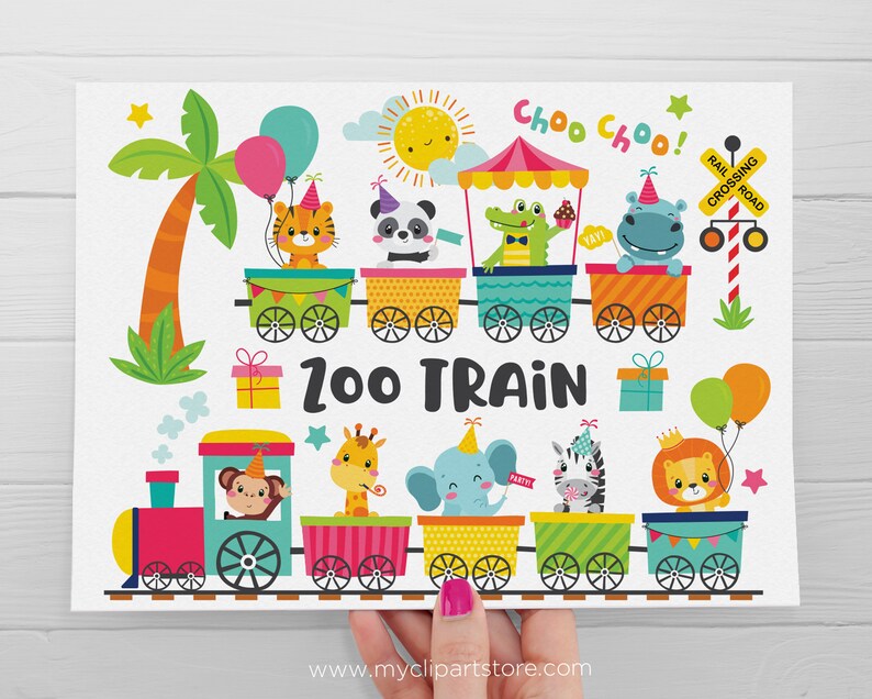 Animal Train Clipart Zoo Train Birthday Baby Safari Jungle - Etsy