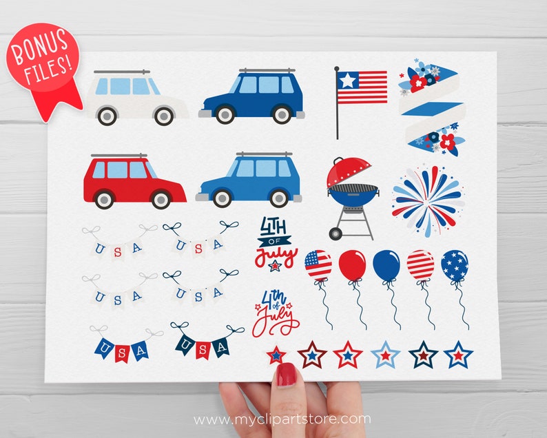 4th of July Camper Van Clipart USA Independence Day Camping - Etsy