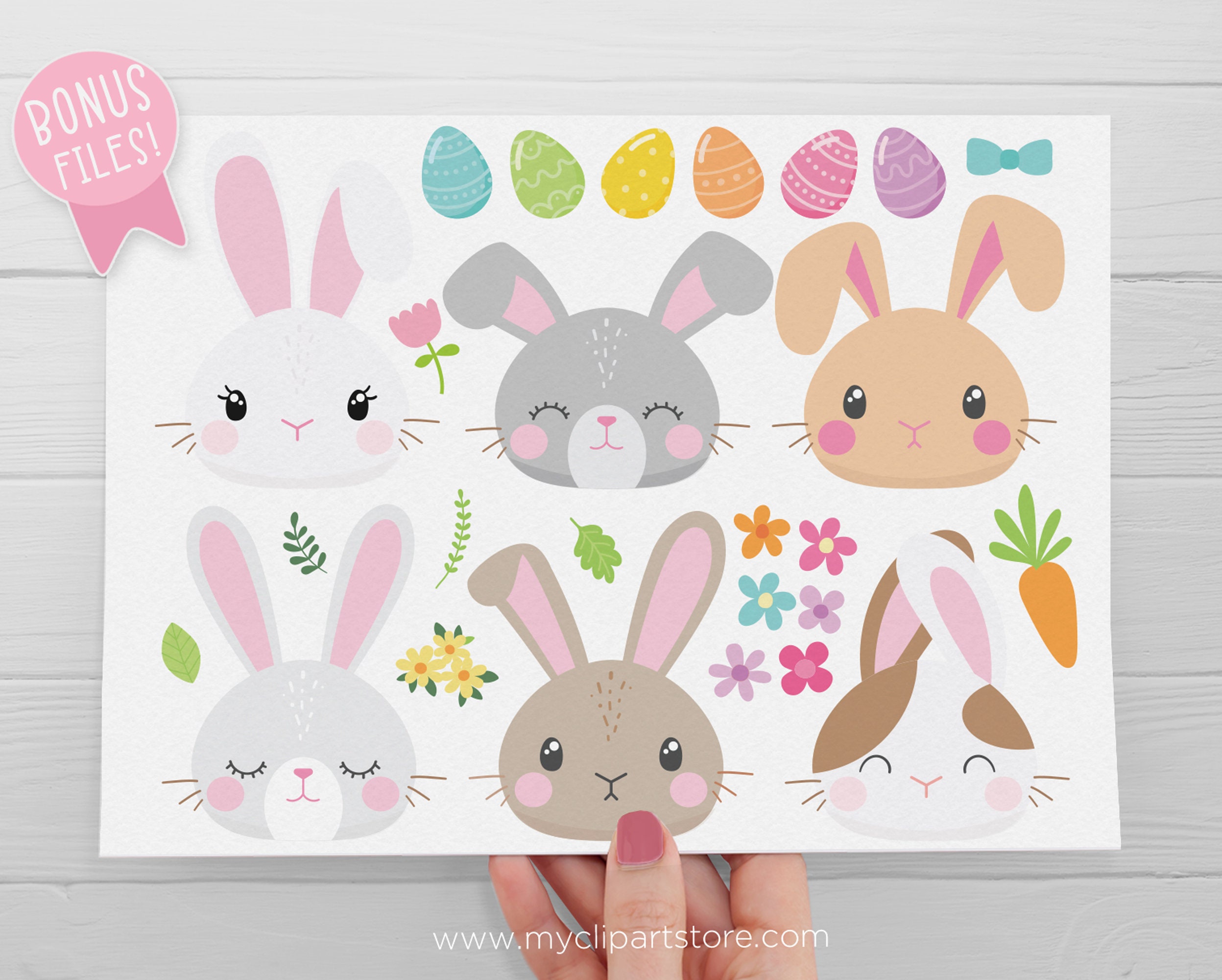 Easter Bunny Clipart Bunny Faces Easter Egg Svg Easter - Etsy