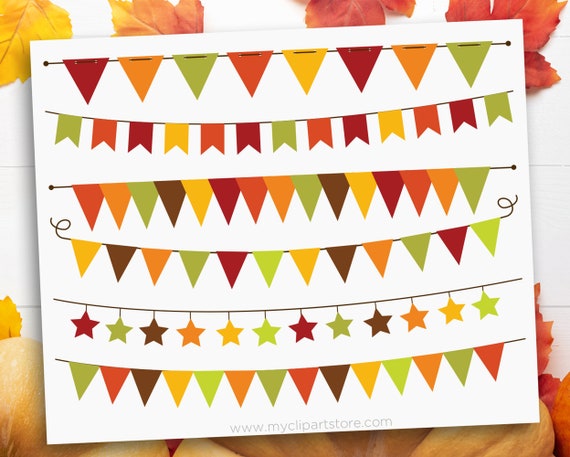 Autumn Bunting, Fall Bunting Clipart, Thanksgiving Bunting, Banner ...