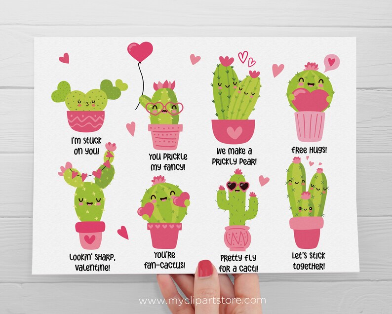 Valentine Clipart, Valentine Cactus Clipart, Valentine's Day Clipart ...