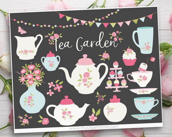 Tea Set Clipart, Tea Pot svg, Tea Cup svg, Mother's Day, Tea Party ...