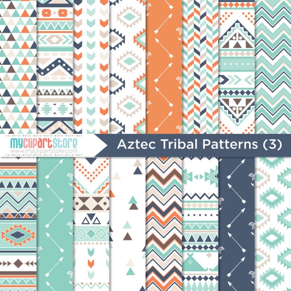 Digital Paper - Tribal Boy, American Indian, Ethnic, Geometric Pattern ...