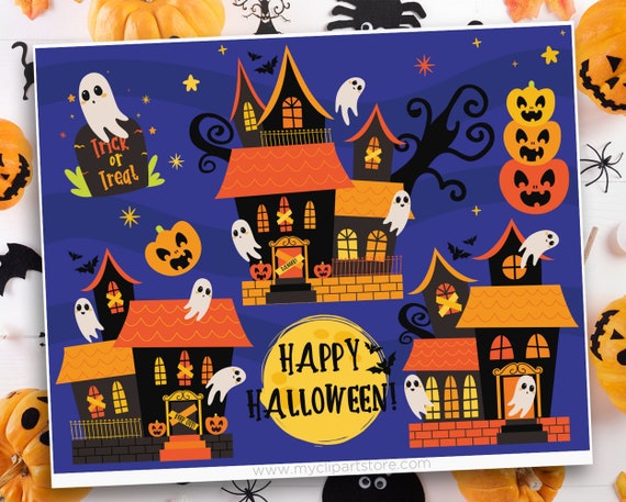 Haunted House, Halloween Clipart, Cute Ghosts, Haunting, Jack O ...