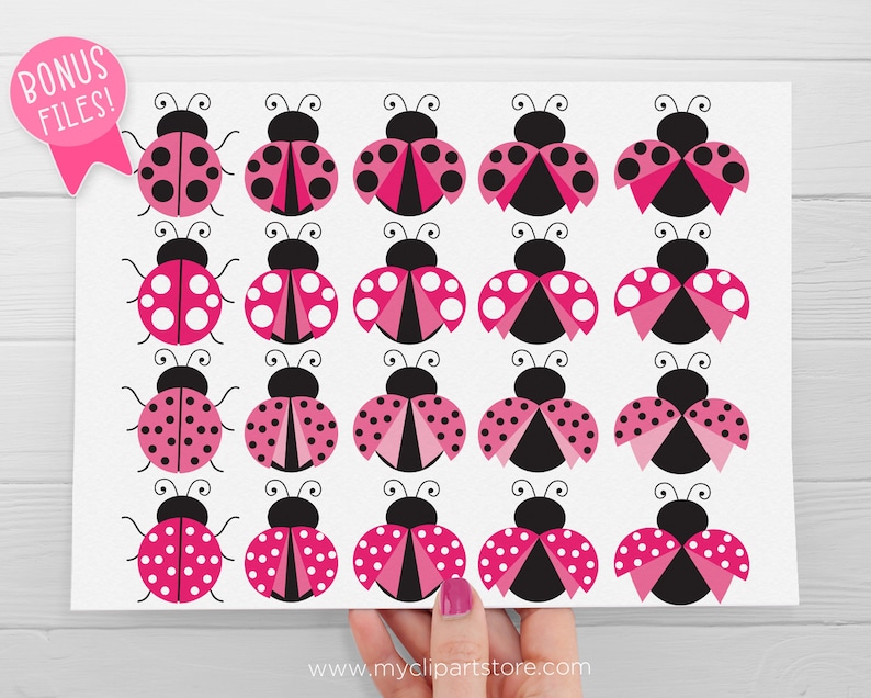 Pink Ladybug Clipart Bundle: Ladybird SVG, PNG, EPS (digital Download ...