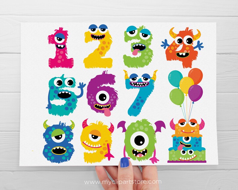 Monster Numbers Clipart: Birthday Party SVG, EPS, PNG (digital Download ...