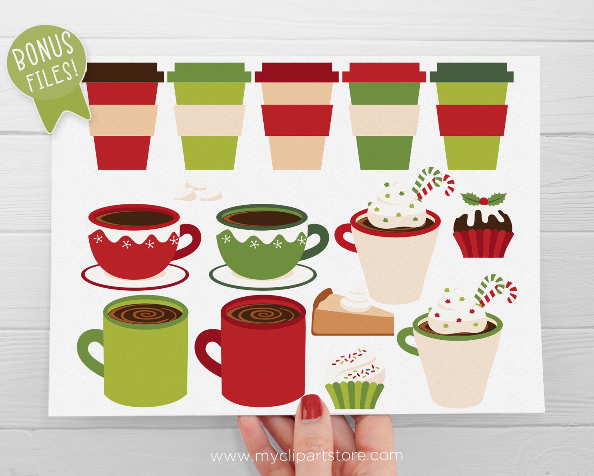 Christmas Clipart Winter Drinks Cup of Hot Cocoa Hot | Etsy