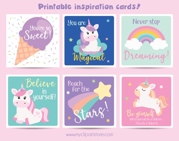 Unicorn Positivity Note Cards for Kids, Affirmation, Inspirational ...