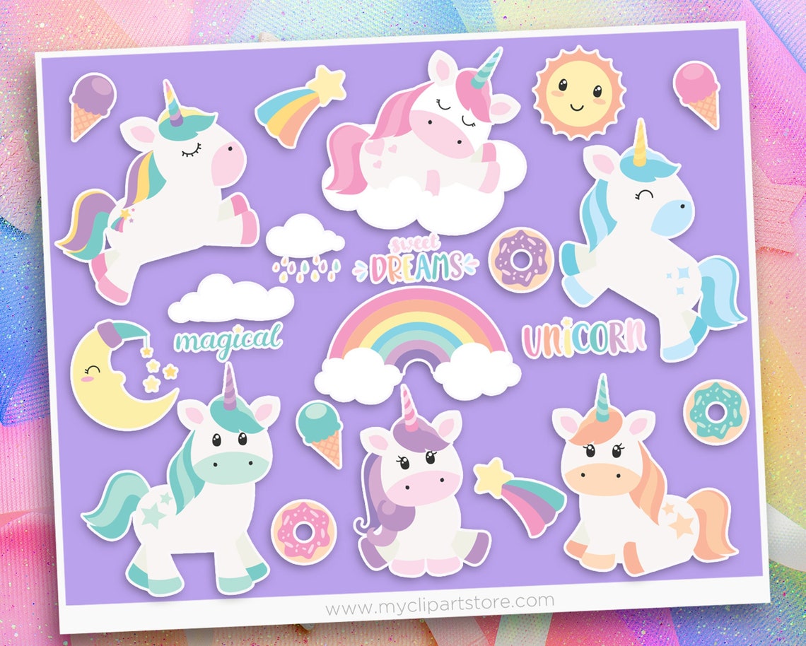 Magical Unicorns Clipart Kawaii Donut Svg Ice Cream Svg - Etsy