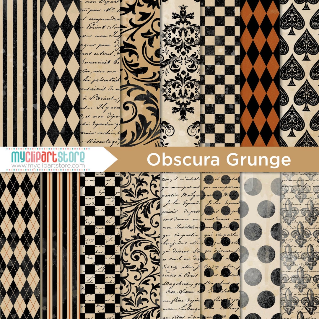 Digital Paper - Gothic, Obscura Carnival With Grunge Texture, Scrapbook ...