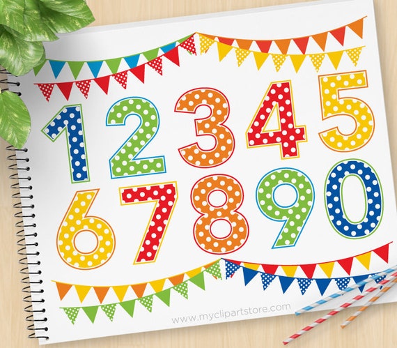 Polkadot Birthday Numbers Clipart Dotted Numbers Svg Digital | Etsy