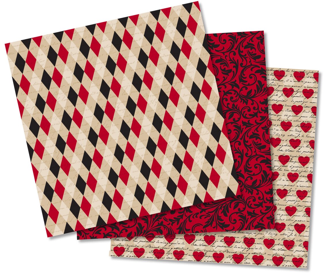 Digital Paper Gothic Obscura Queen of Hearts Scrapbook - Etsy