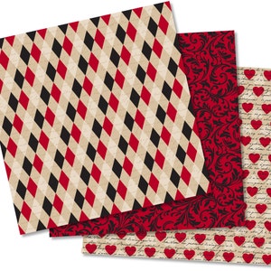 Digital Paper - Gothic, Obscura Queen of Hearts, Scrapbook Paper ...