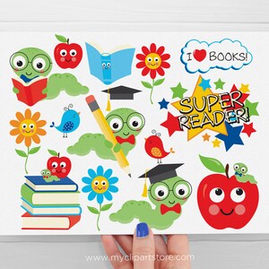 Little Book Worm Clipart, Back to School, Graduation, Teachers, Insects ...