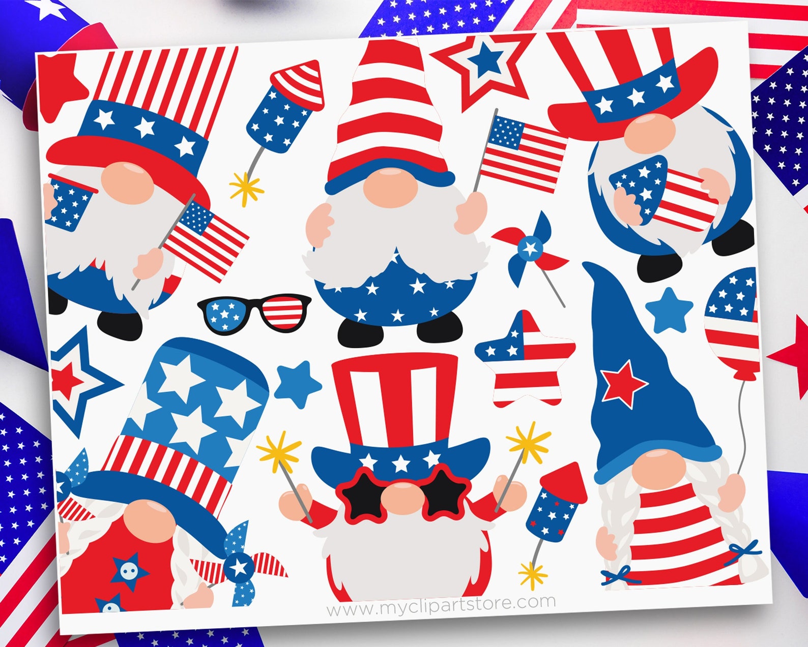 4th of July Clipart Gnome Svg Independence Day Gnome Svg - Etsy