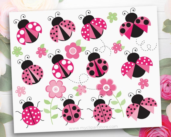 Pink Ladybugs Clipart