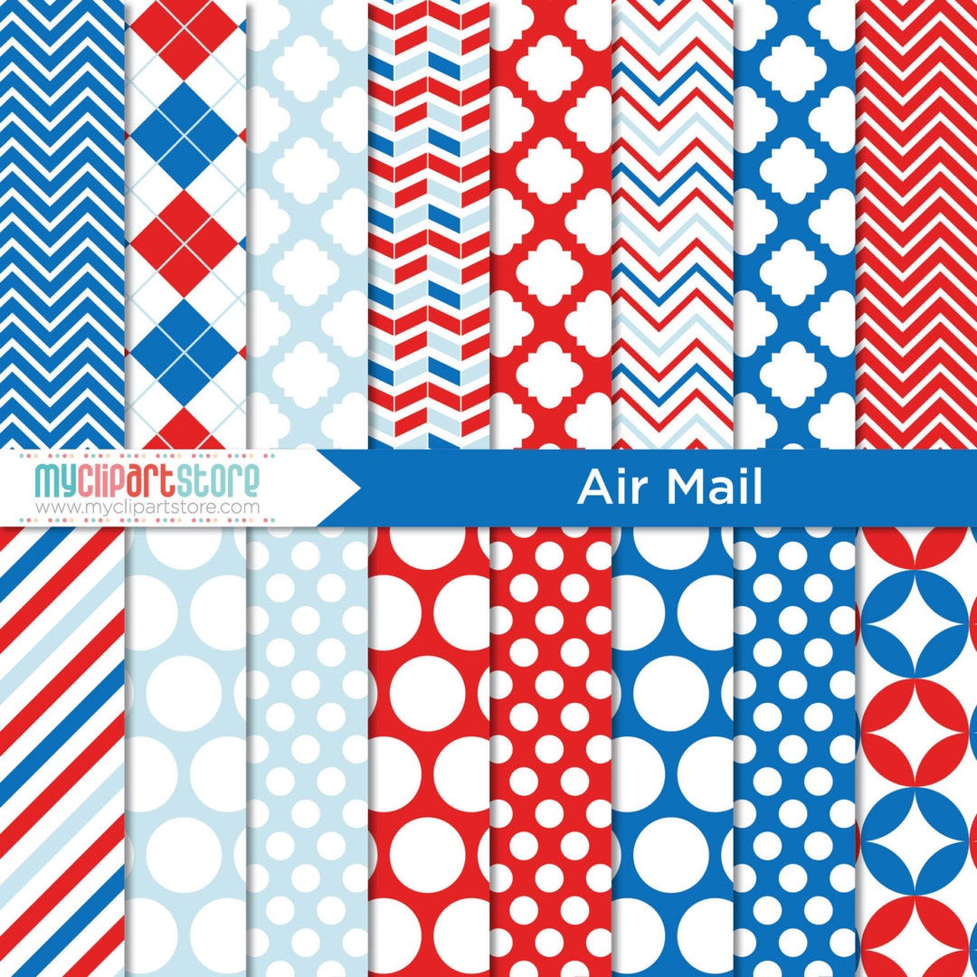 Digital Paper Air Mail, Postal, Air Mail Clipart, Air Mail Paper, Air ...