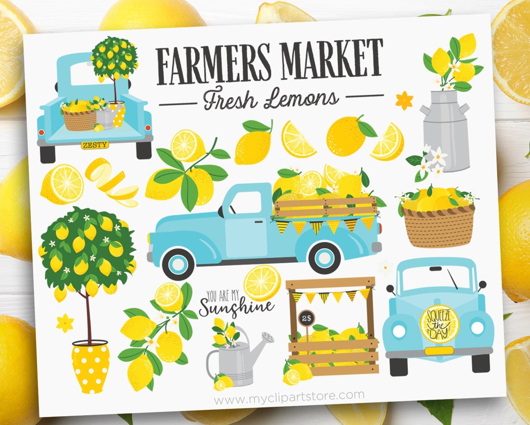 Lemon Truck Clipart: Blue Farmhouse Style (digital Download) - Etsy