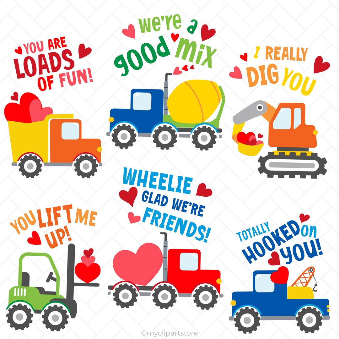 Valentine's Day Construction Clipart, Vehicles, Transportation, Digger ...